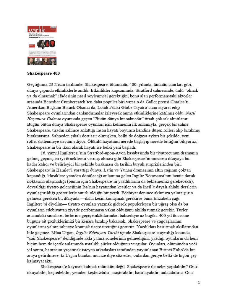 Shakespeare 400 | PDF