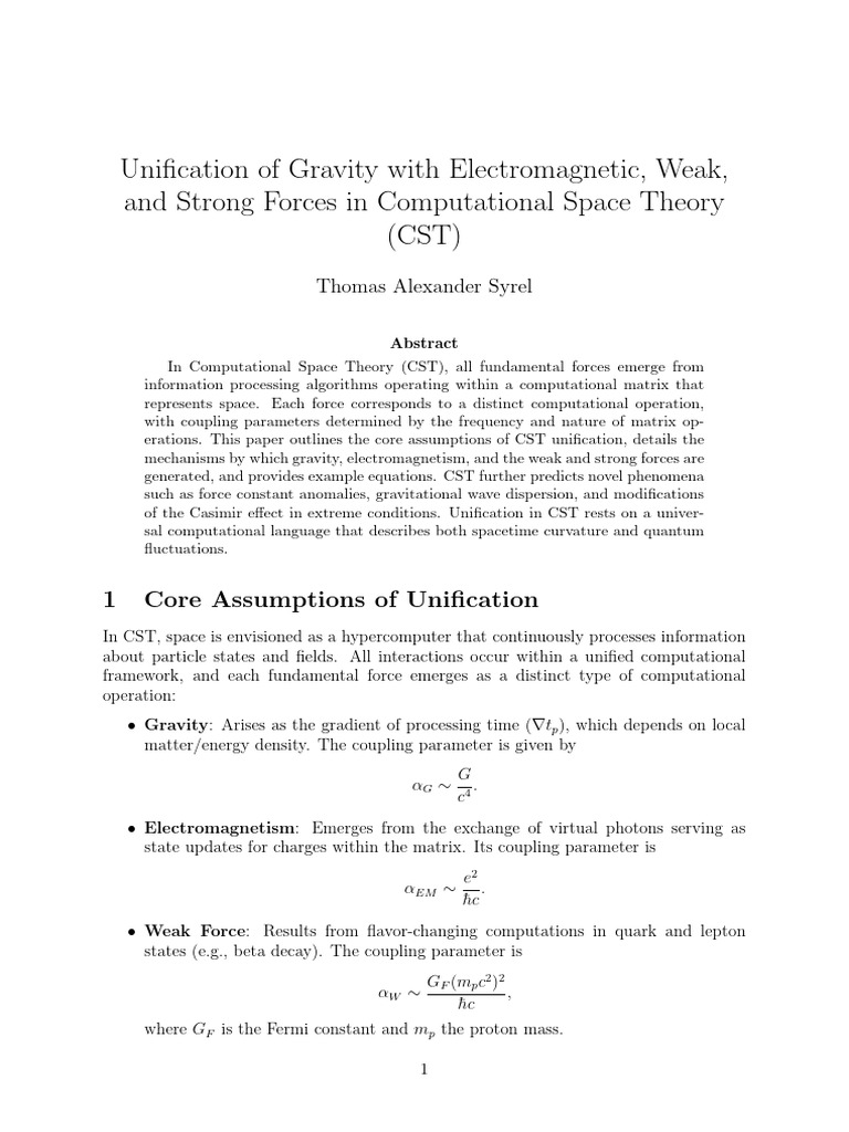 Unification in Computational Space Theory | PDF | Fundamental ...