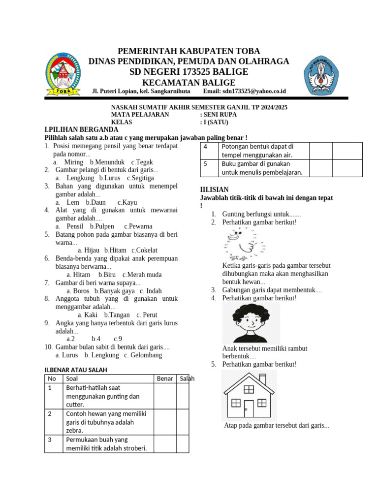 SOAL SENI RUPA SAS | PDF