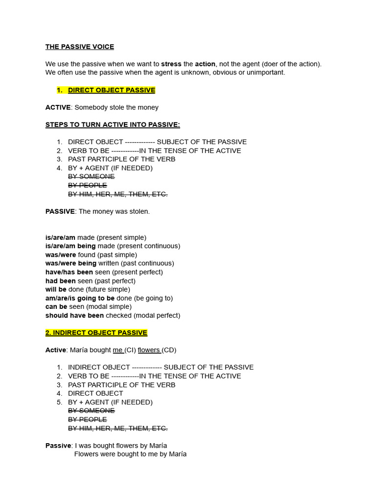 Passive Voice Theory Bachillerato | PDF | Verb | Linguistic Morphology