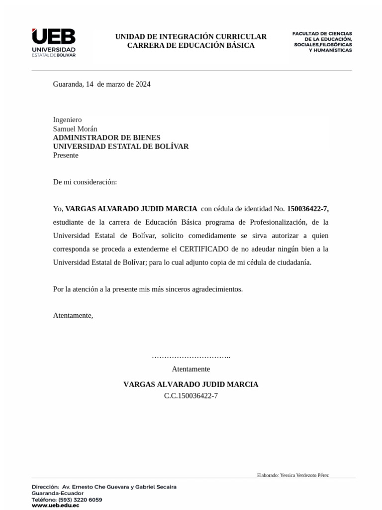 Solicitud de No Adeudar | PDF