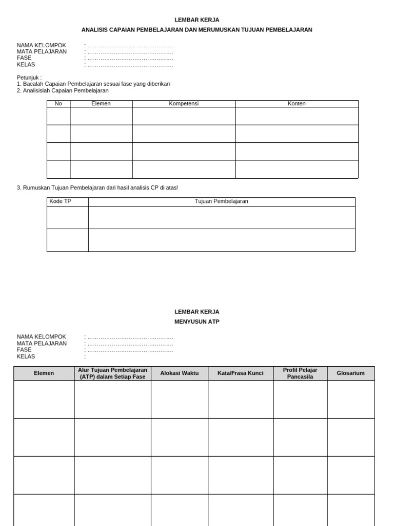 lk analisis cp. tp atp | PDF