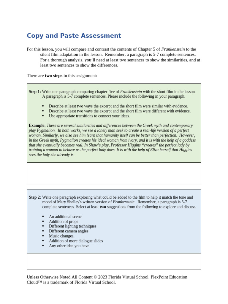 05 02 Copy and Paste Assessment | PDF | Pygmalion (Play) | Linguistics
