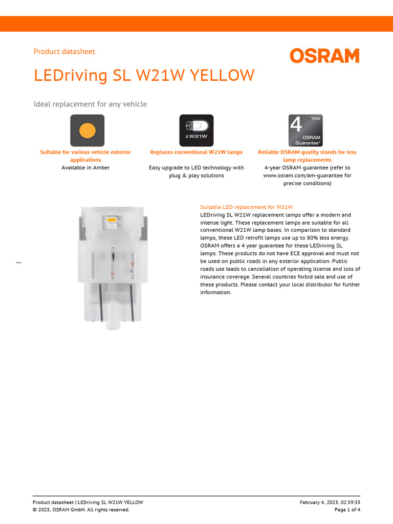 ZMP 4062031 LEDriving SL W21W | PDF | Light Emitting Diode ...