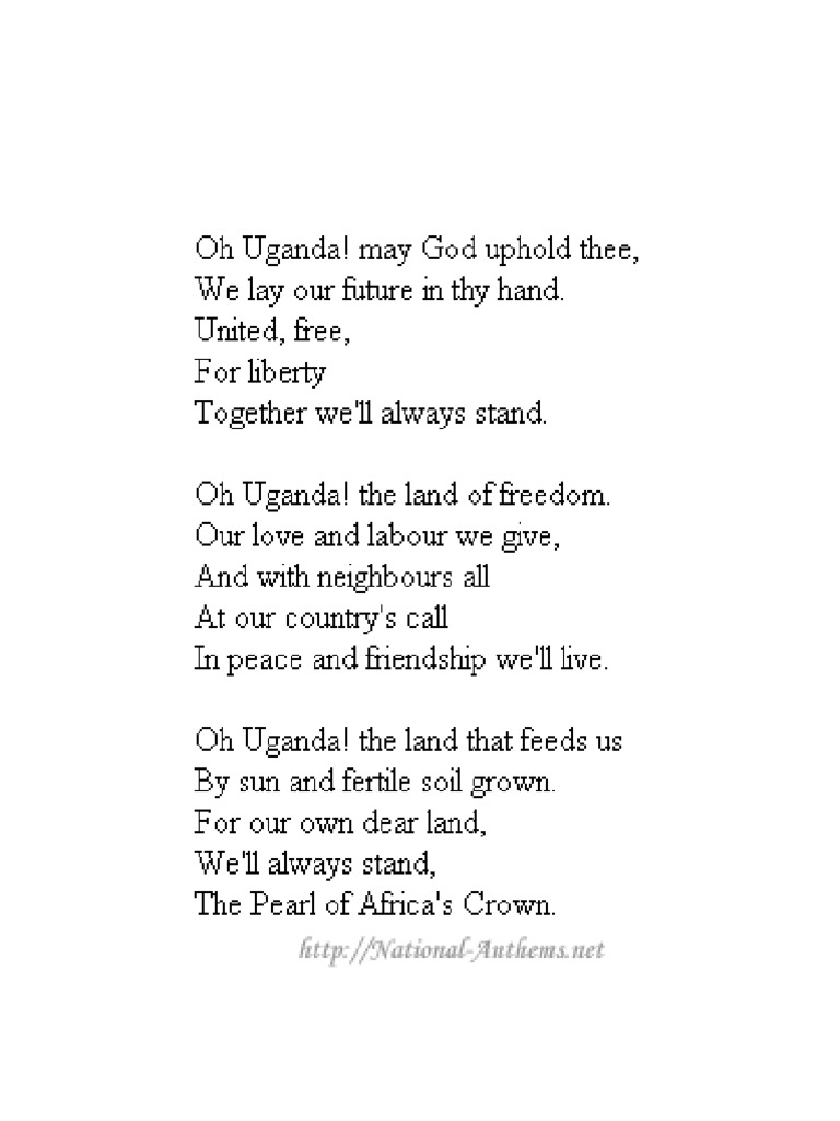 Uganda National Anthem Lyrics | PDF