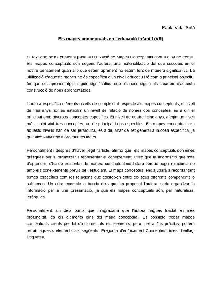 Els Mapes Conceptuals en L'educació Infantil | PDF