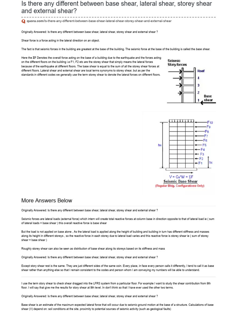 Understanding Base, Lateral, and Storey Shear | PDF | Force | Earthquakes