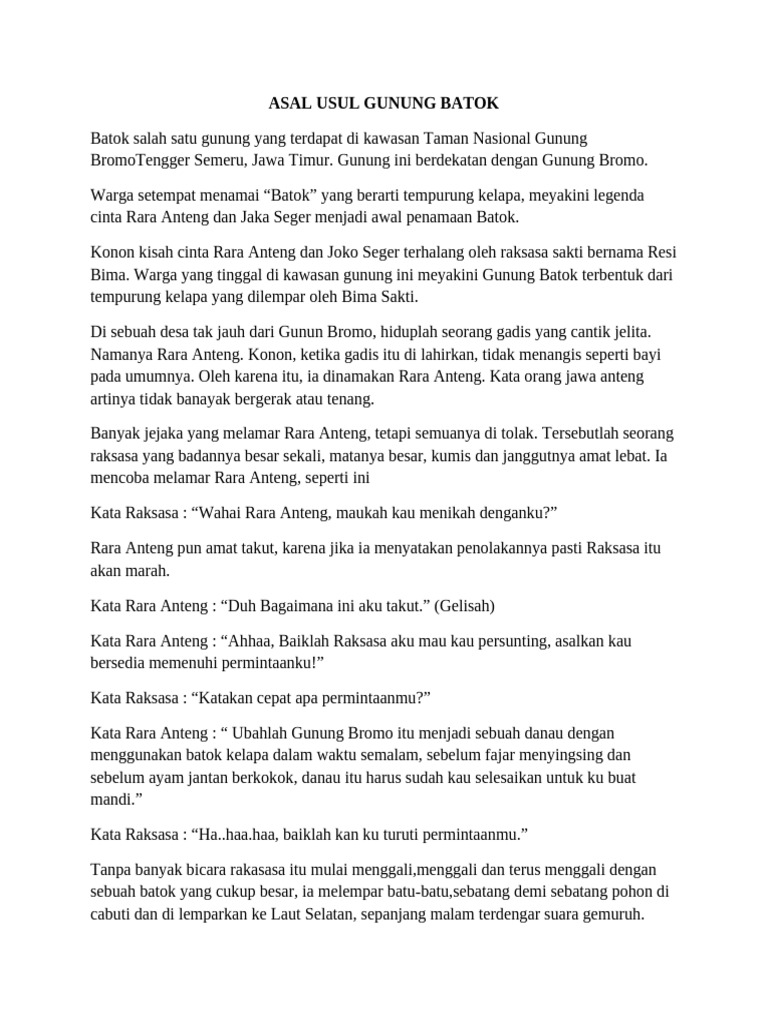 Asal Usul Gunung Batok | PDF