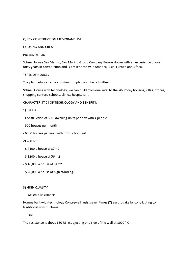 Quick Construction Memorandum | PDF | Building Engineering | Building ...