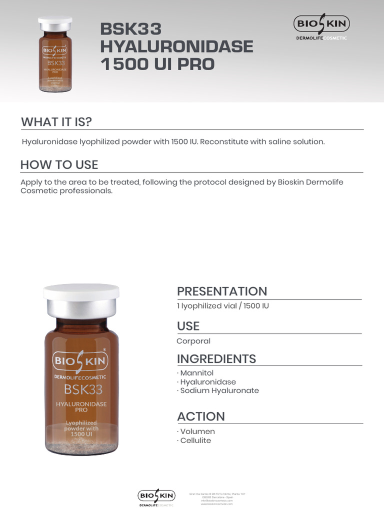 BSK33 Hyaluronidase 1500 Ui 2023 | PDF