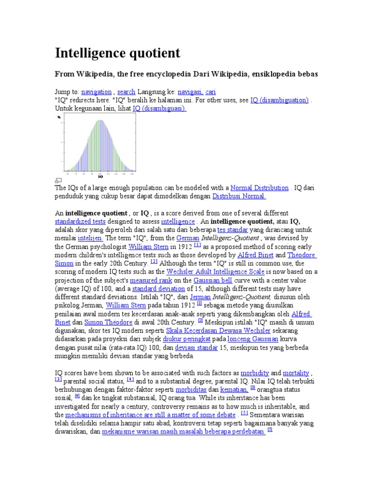 Intelligence Quotient: From Wikipedia, The Free Encyclopedia Dari ...