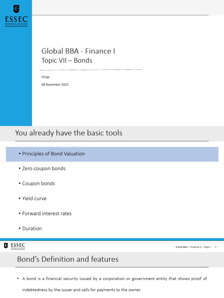 2024Q4 ESSEC Fin 1 Session 7 Bonds | PDF | Bonds (Finance) | Yield (Finance)
