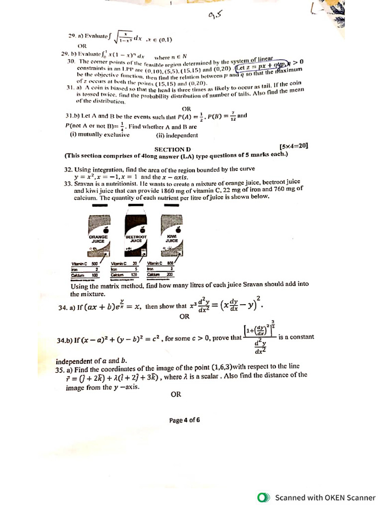 KV Maths 1st preboard 2025 | PDF