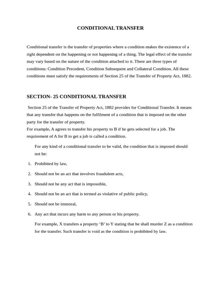 Understanding Conditional Transfers in Property | PDF | Judgment (Law ...