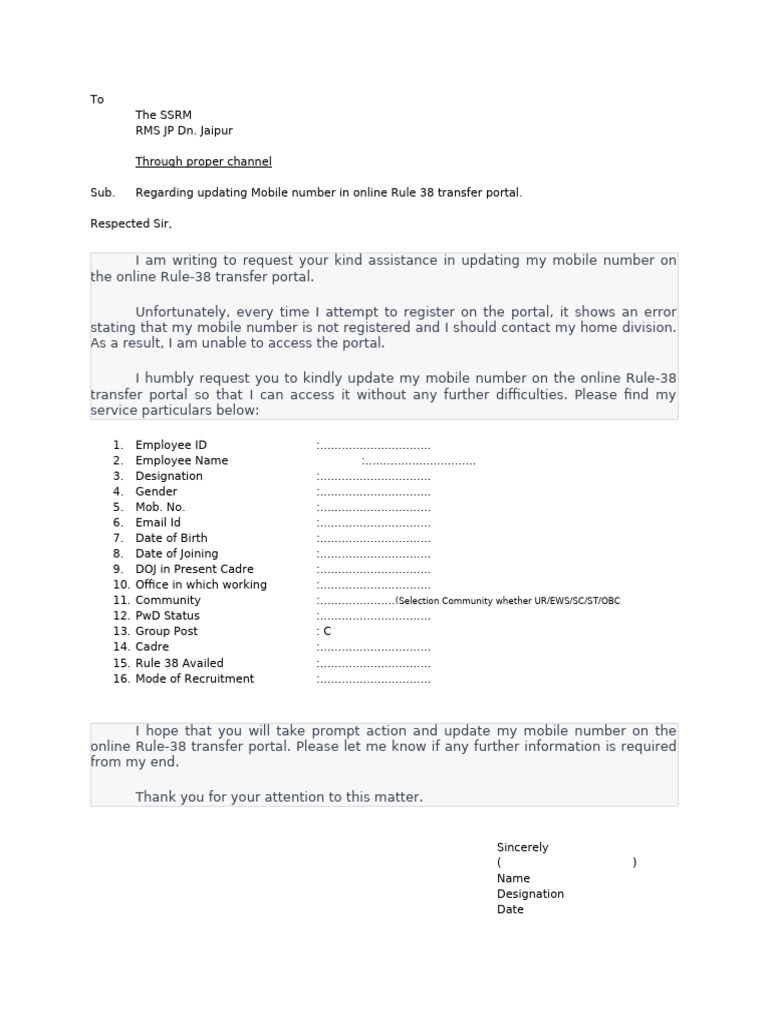 Rule 38 Mobile No Updation | PDF