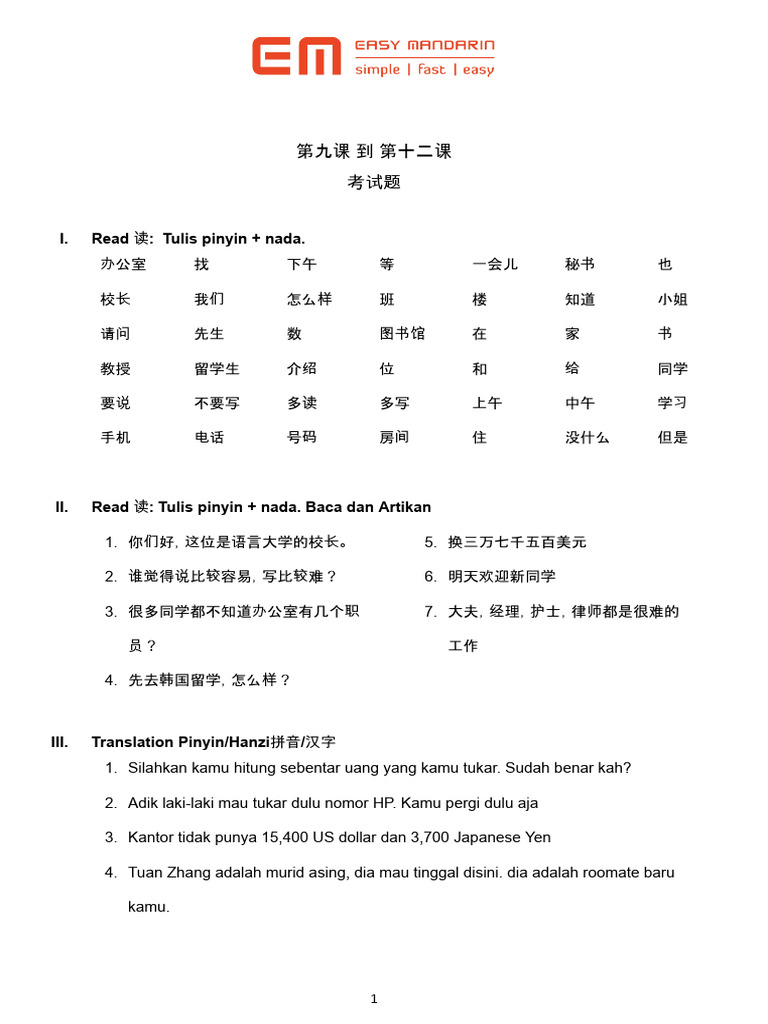 Basic 2 Bab 9-12 Speaking, Reading, Writing | PDF