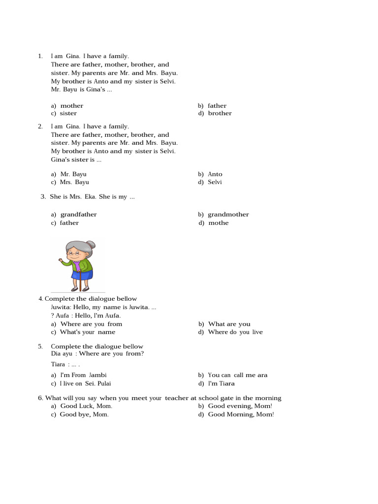 Family and Dialogue Exercises | PDF
