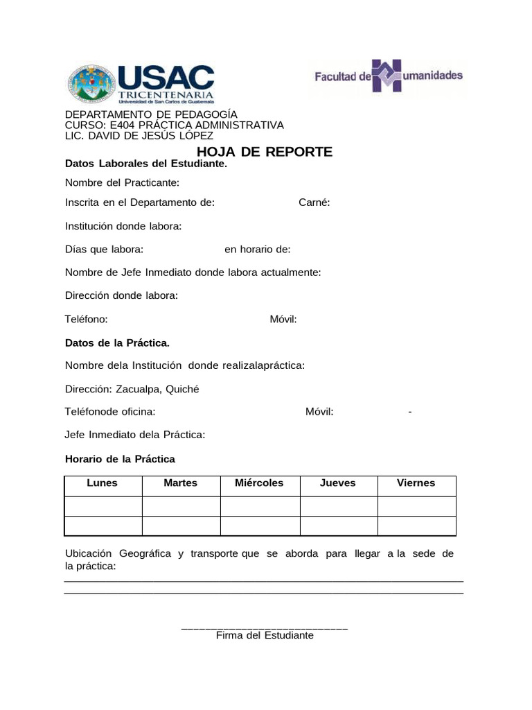 Hoja de Reporte | PDF