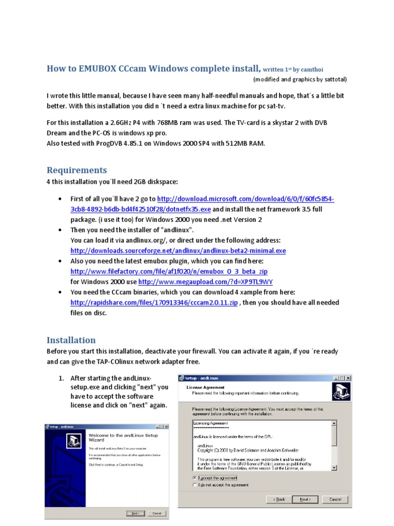 How To EMUBOX CCcam Windows Complete Install | PDF | Windows 2000 ...