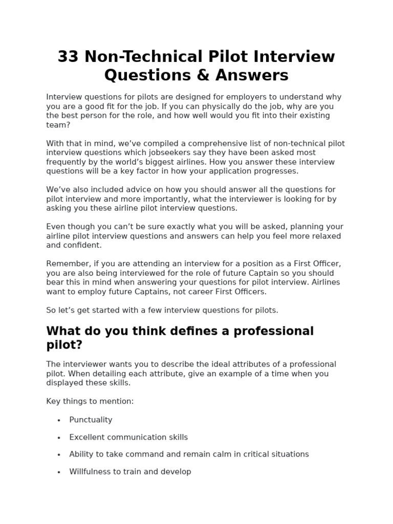 Job Interview For A Pilot Position | PDF | Aviation