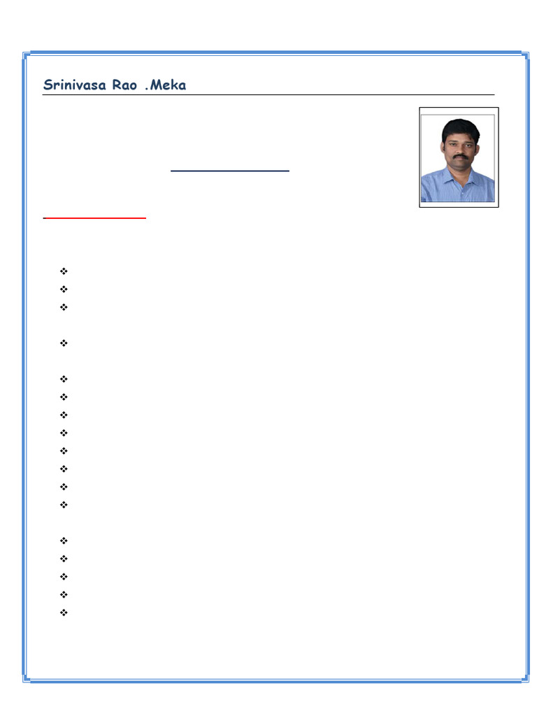 Curriculumvitae - Srinivasa Rao Meka-1 | PDF | Banks | Invoice