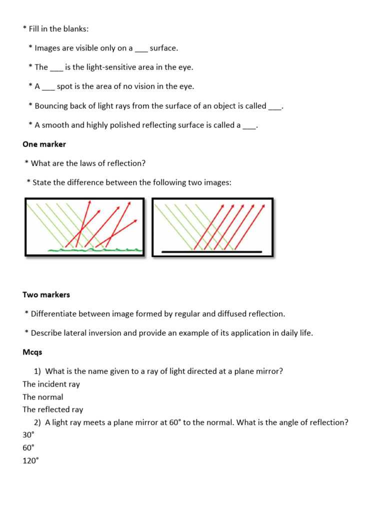 Light Worksheet | PDF