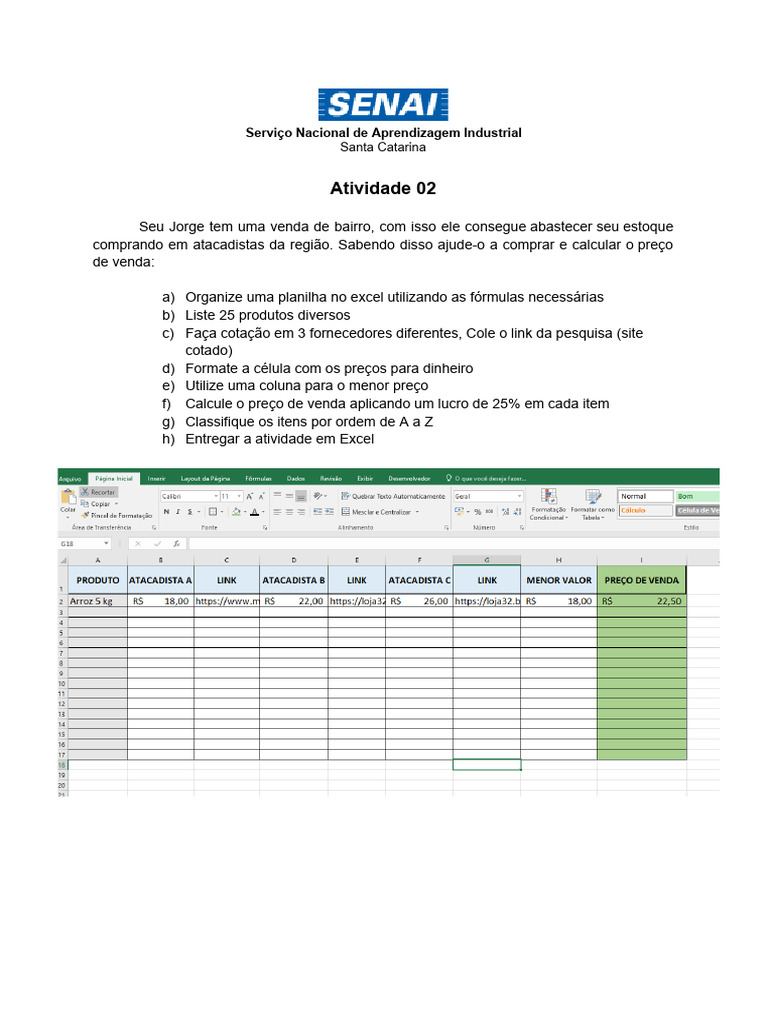 Exercício Excel 2 - Itic | PDF