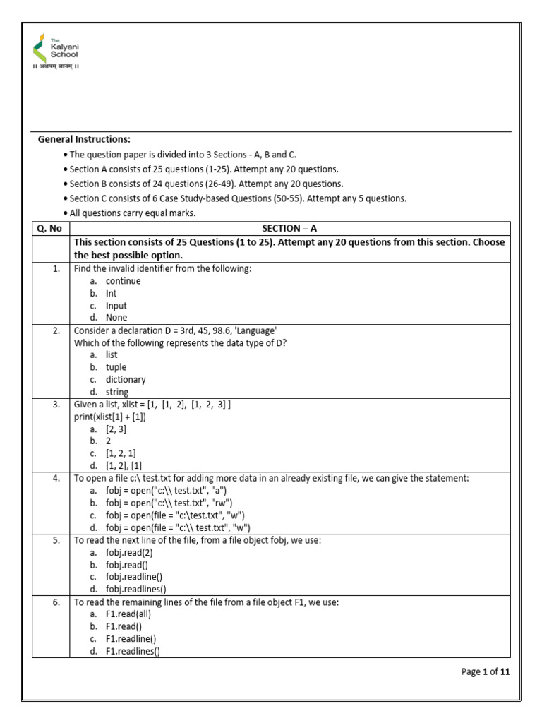 Cs Xii (2021 22) Term I (QP) Set A | PDF | Control Flow | Pointer (Computer Programming)
