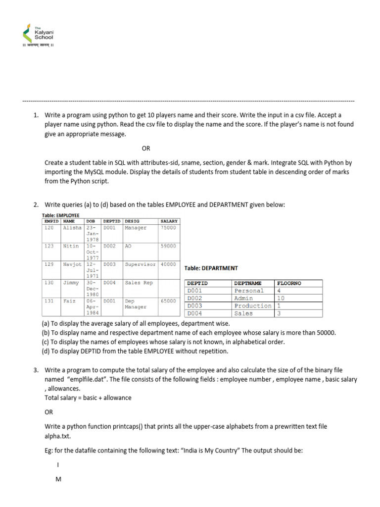 Grade 12 Practical Exam Paper - SET A_PB2 | PDF