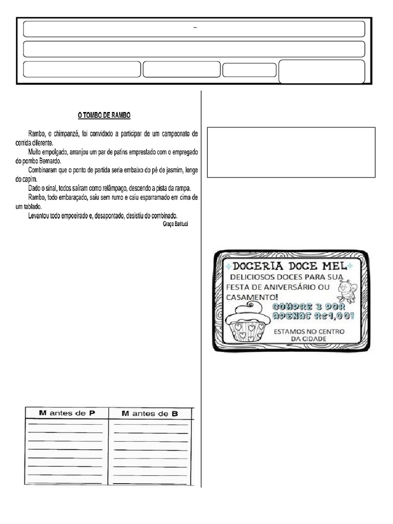 2 Tri 2 Avaliação de Portugues 3 Ano | PDF