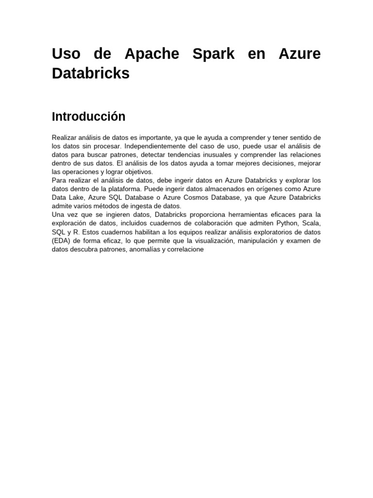 Perform Data Analysis With Azure Databricks | PDF | Microsoft Azure | Tecnologías de la información