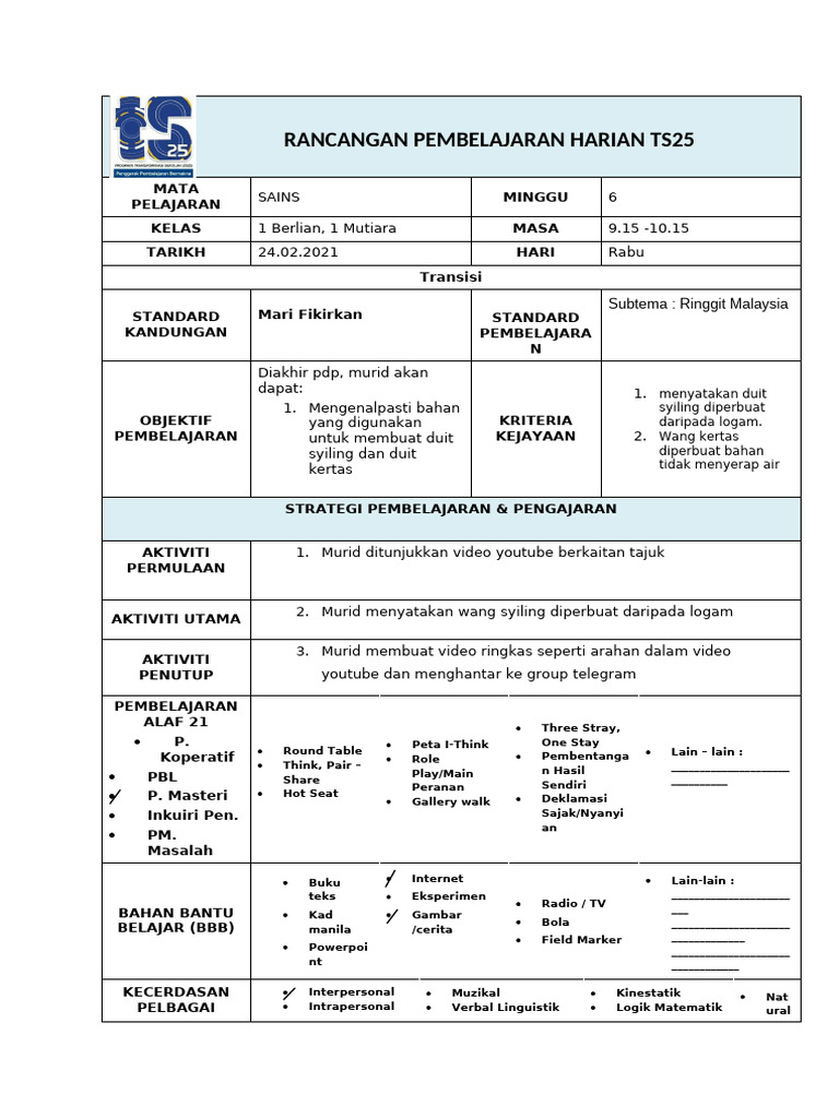 RPH SAINS 1b,1m 24022021 TS25 | PDF