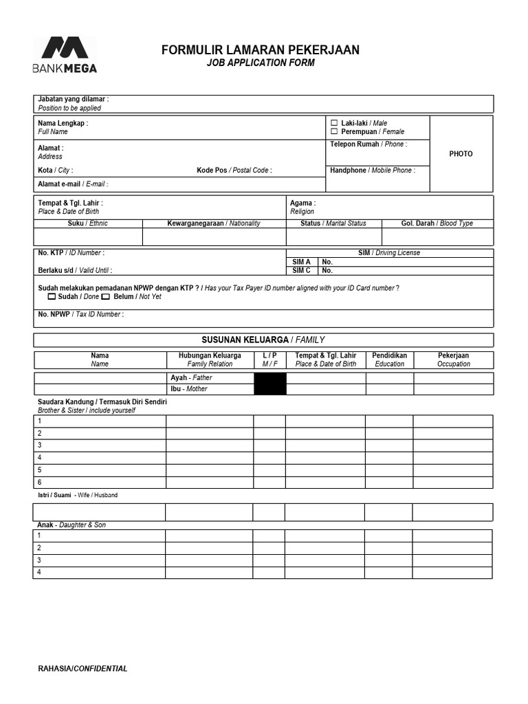 Form Pelamar Terbaru 2024 | PDF