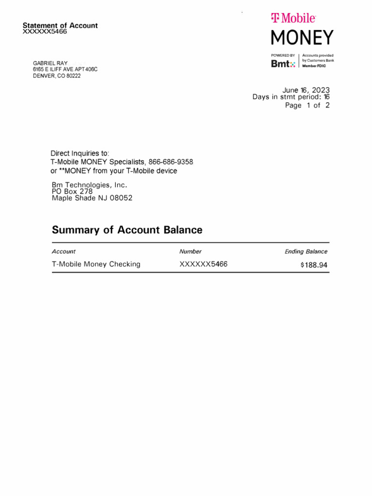 Statement T _Mobile | PDF | Banks | Master Card