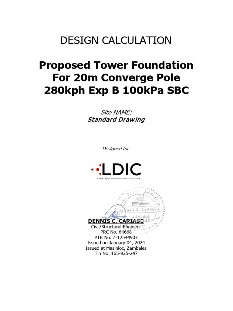 DesignCalc TFD 20m ConvergePole 280kph ExpB Signed | PDF | Structural ...