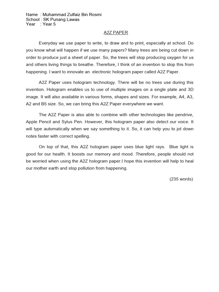 Muhammad Zulfaiz Bin Rosmi - A2Z Paper | PDF