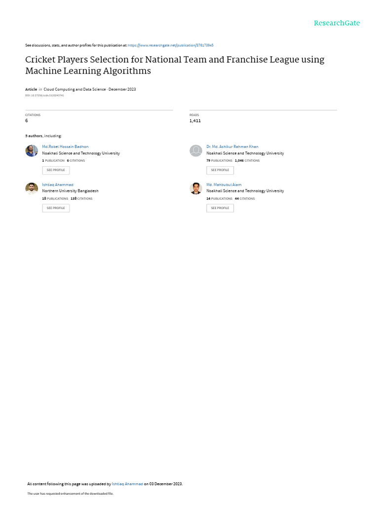 Cricket Players Election Using ML | PDF | Body Mass Index | Machine ...