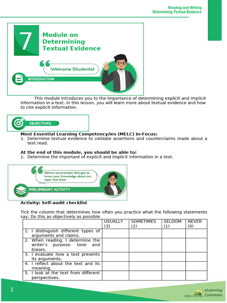 SHS002 - Module No. - 7 - v5 - v21.1 | PDF | Argument | Evidence