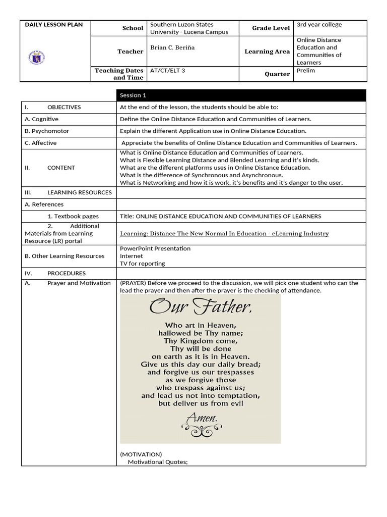 Lesson Plan TEREVISEDemplate With Explanation 070854 1 125555 | PDF ...