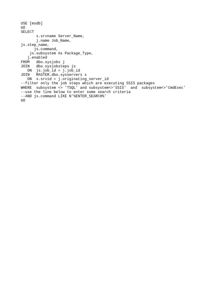 Job Ssis Dts List | PDF