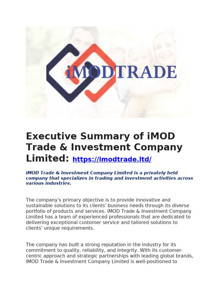 Executive Summary of iMOD Trade 2 | PDF | Investing | Diversification ...