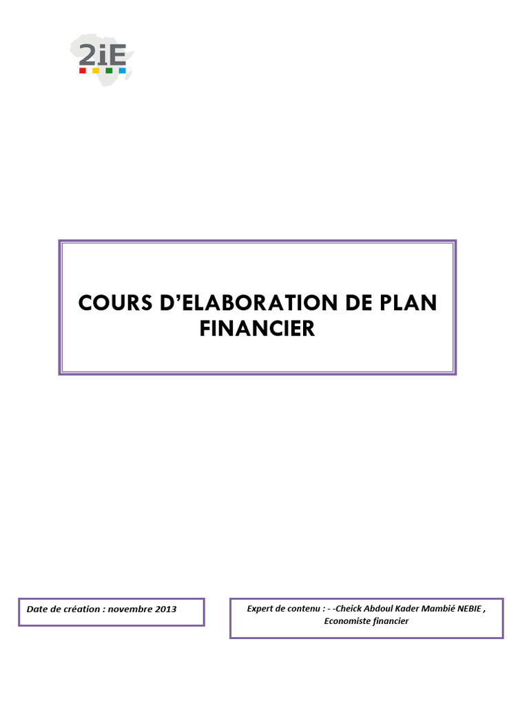 Élaboration d'un Plan Financier | PDF | Fonds de roulement | Business