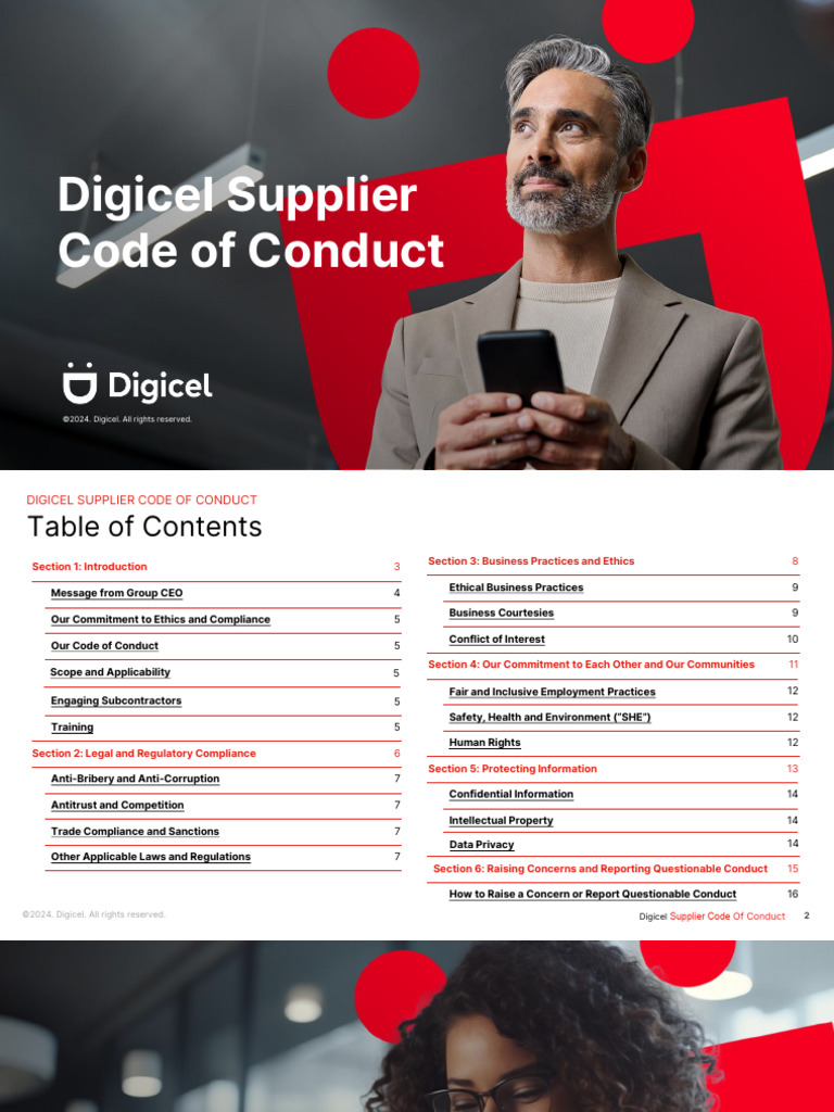 Digicel Supplier Code of Conduct 2024 | PDF | Regulatory Compliance ...