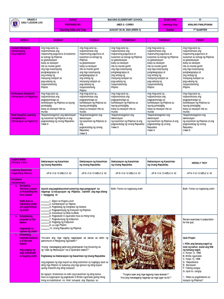 DLL Ap6-Week-5 Q1 | PDF