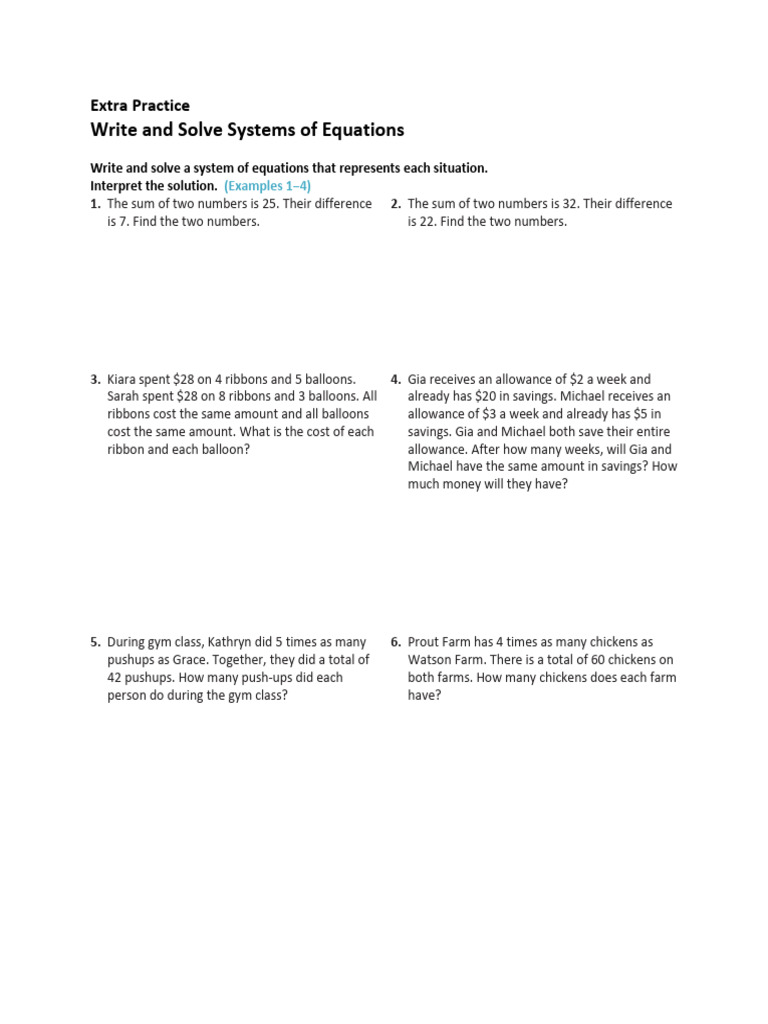 Lesson 6-5 Extra Practice Workheet | PDF