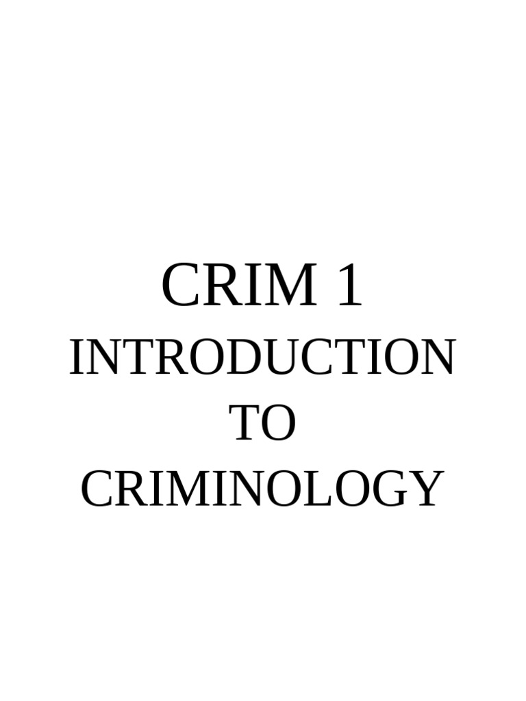 Crim 1 Introduction To Criminology | PDF | Criminology | Crimes