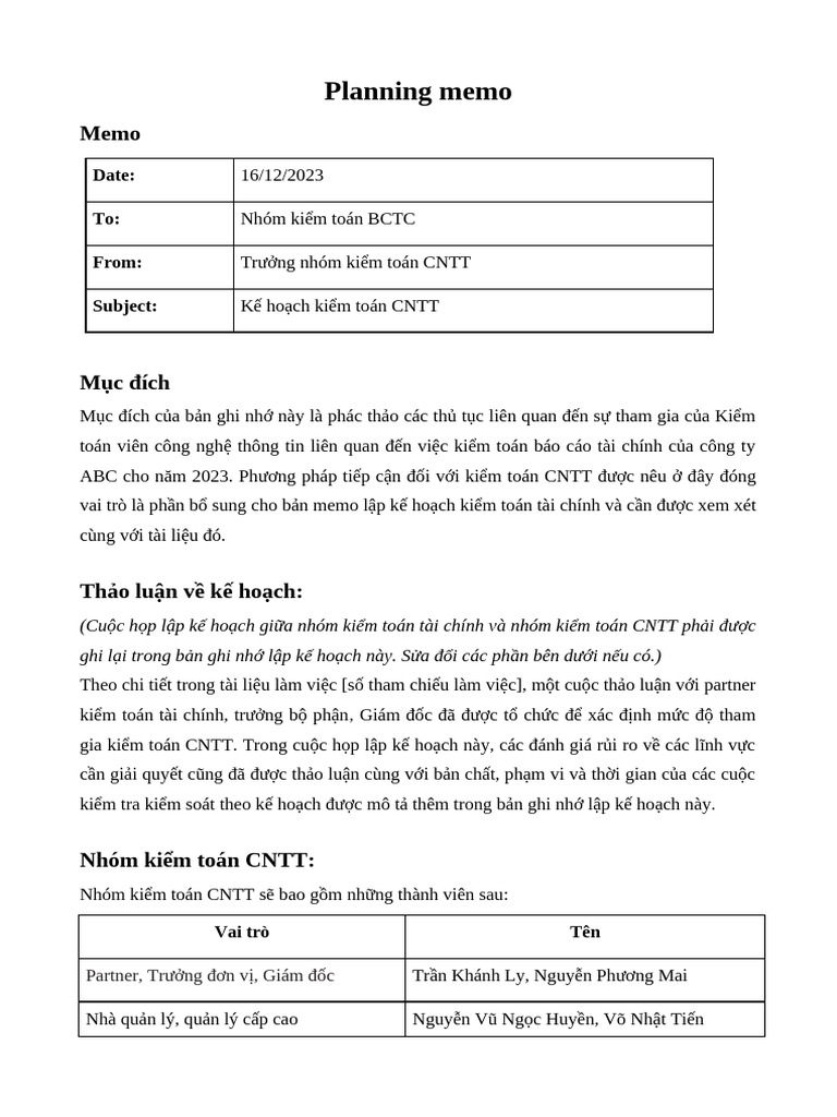 Phu%CC%A3%20lu%CC%A3c%201_Planning%20memo | PDF