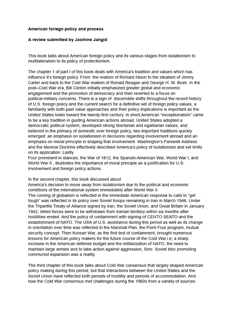 American Foreign Policy | PDF | American Government | Presidents Of The ...