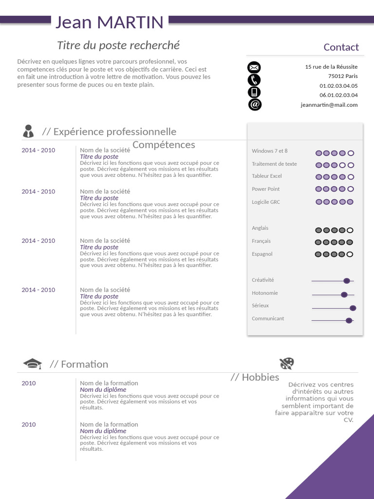 Modèle de CV Percutant pour Candidats | PDF | Internet | Internet et Web