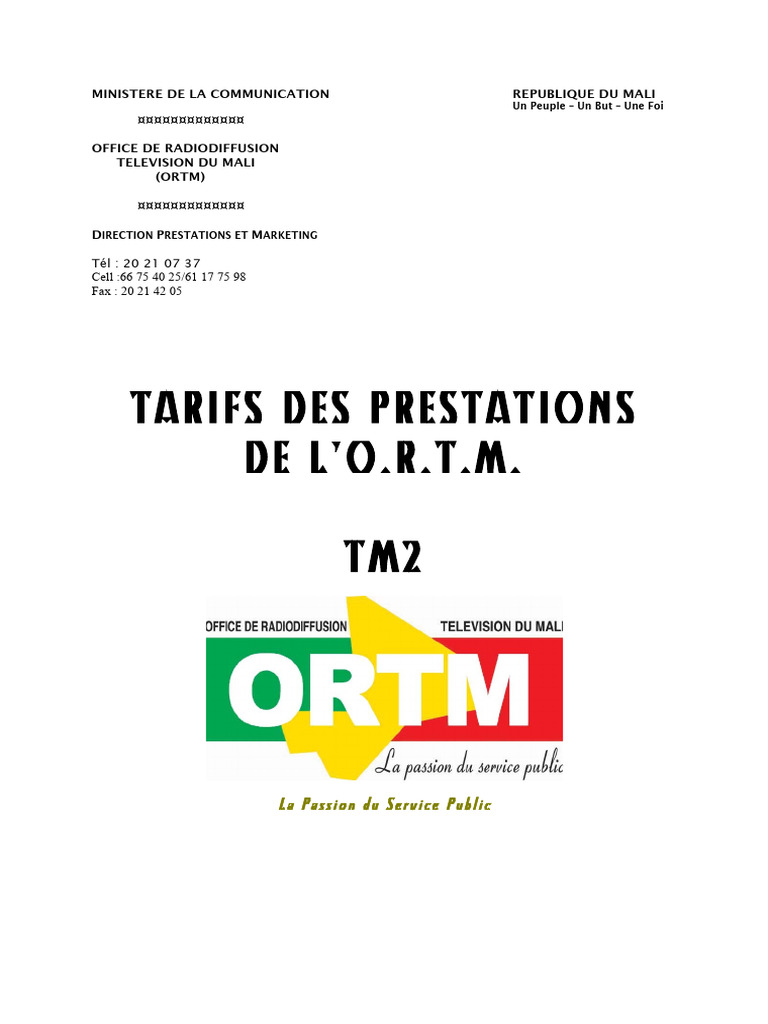Tarifs des prestations de l'ORTM | PDF | Facture
